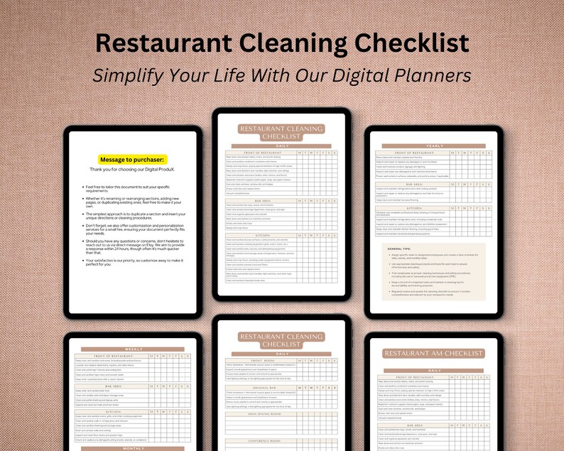 Editable Restaurant Cleaning Schedule Template for Canva Download - Etsy