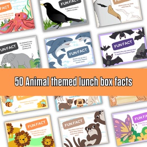 Lunchbox Notes for Kids, 50 Animal Themed Lunch Box Facts, Kids ...