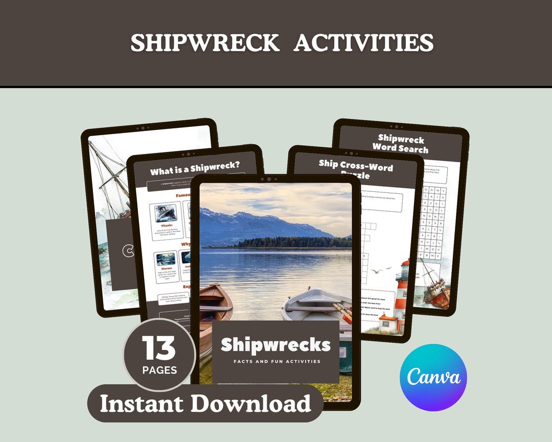 Shipwrecks Kids Activity Pack, Find Words, Kids Coloring Pages ...