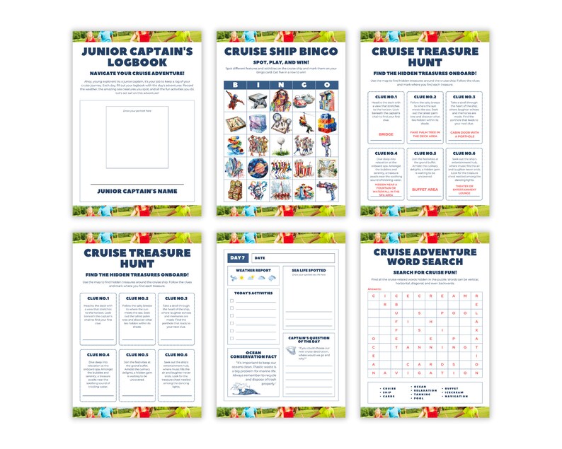 Cruise Theme Kids Activities, Cruise Ship Travel Bingo, Cruise Ship ...