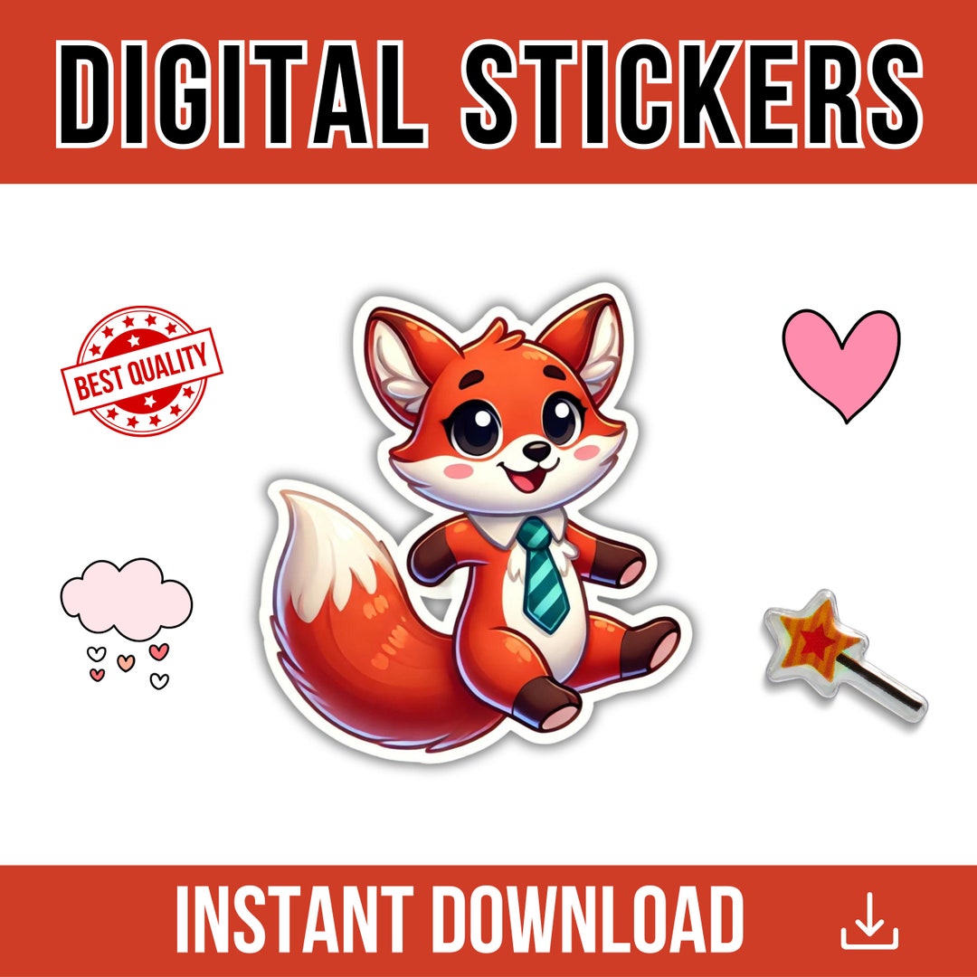 Animal Stickers, Fennec Fox Stickers, Die Cut Stickers, Digital ...