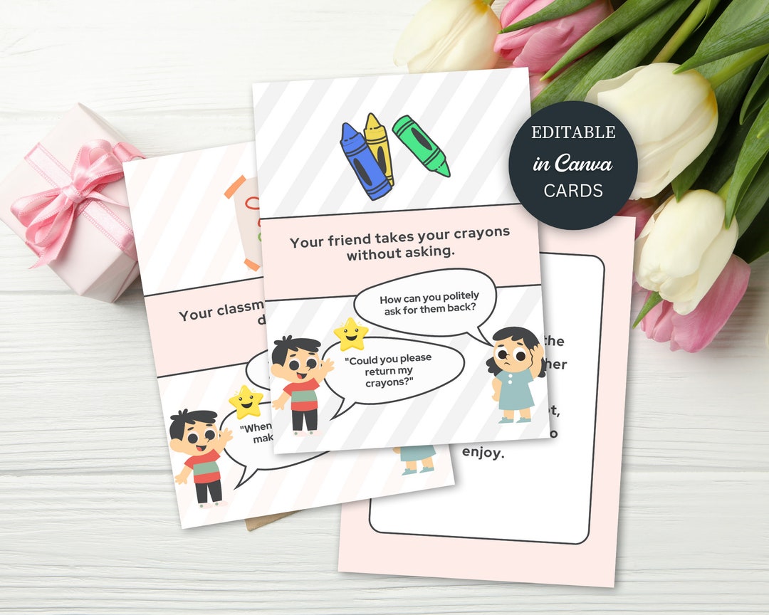 Conversation Cards for Kids, Conflict Resolution Skill Affirmation ...