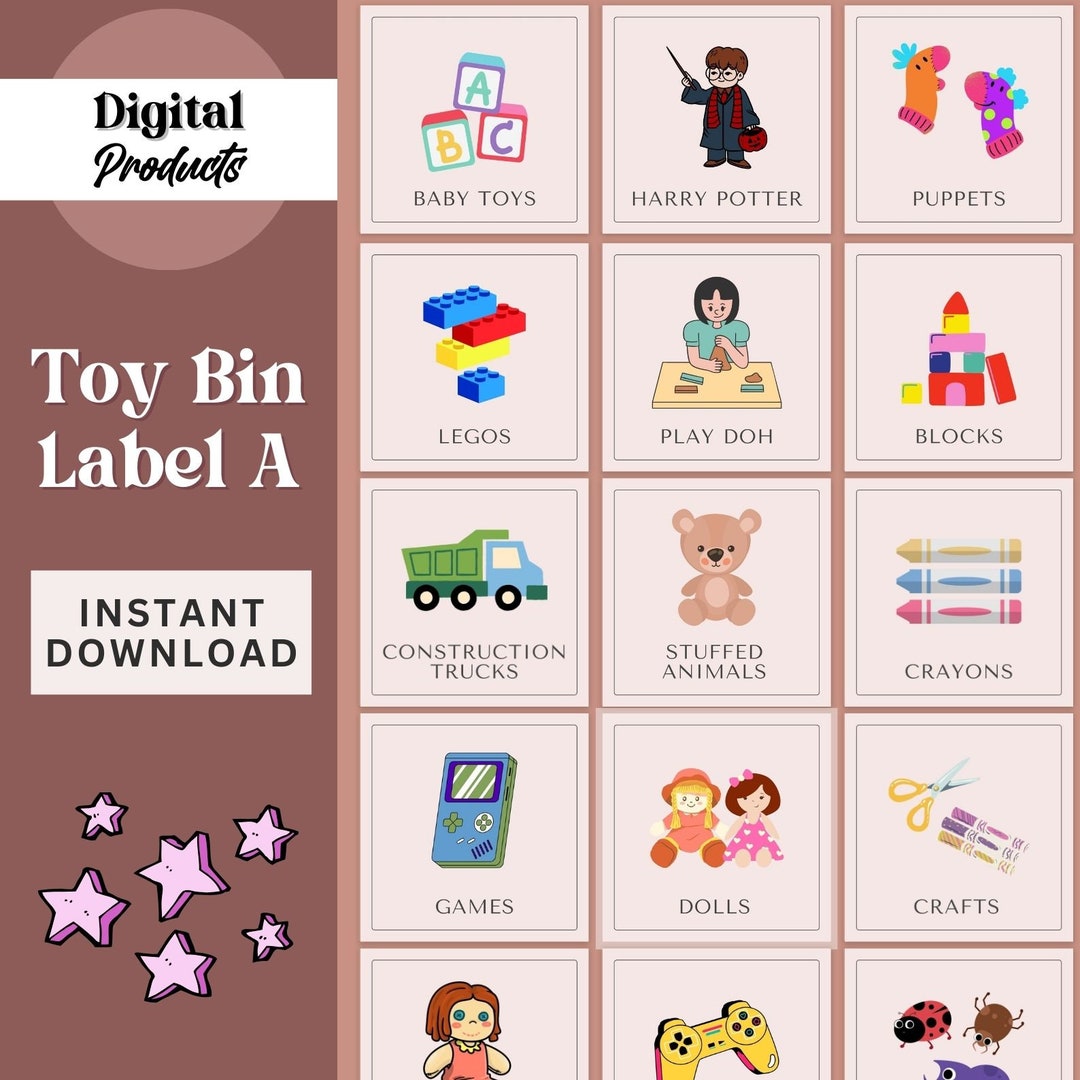 Toy Bin Labels for Kids, Kids Activity Worksheet, Kids Learning ...