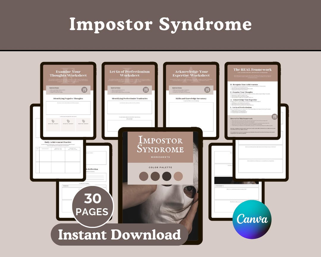 Imposter Syndrome Worksheet, Printable Therapy Worksheet, Confidence ...