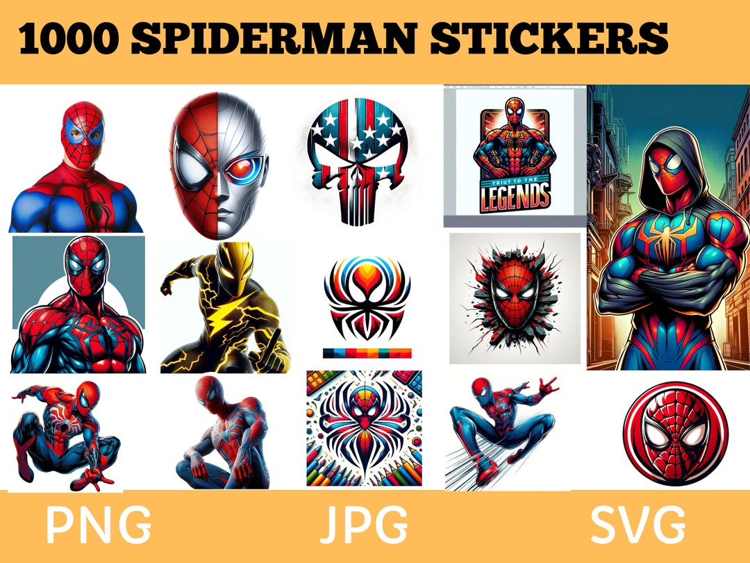 Spiderman Stickers, Superhero Stickers Bundle, 1000 Digital Stickers ...