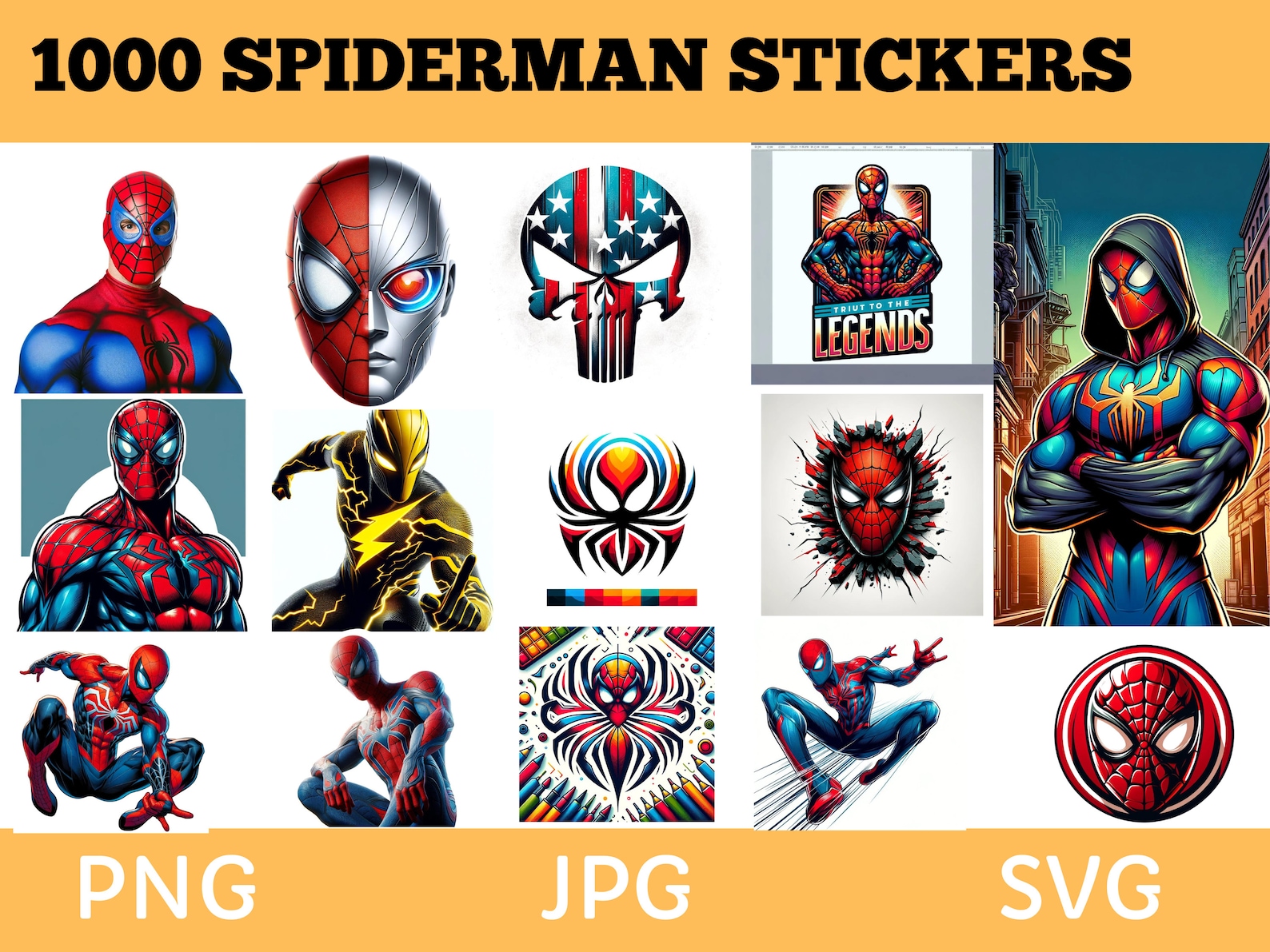 Spiderman Stickers, Superhero Stickers Bundle, 1000 Digital Stickers ...
