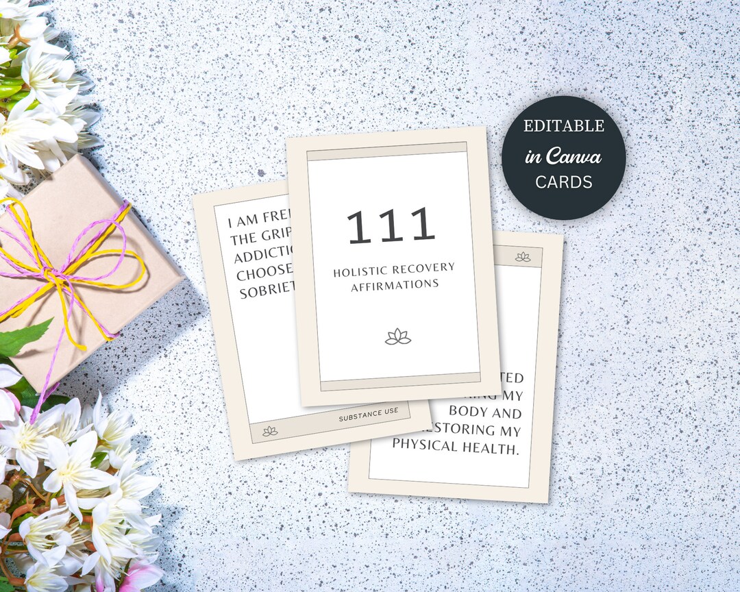 Holistic Wellness Affirmation Cards: Digital Canva Template for Health ...