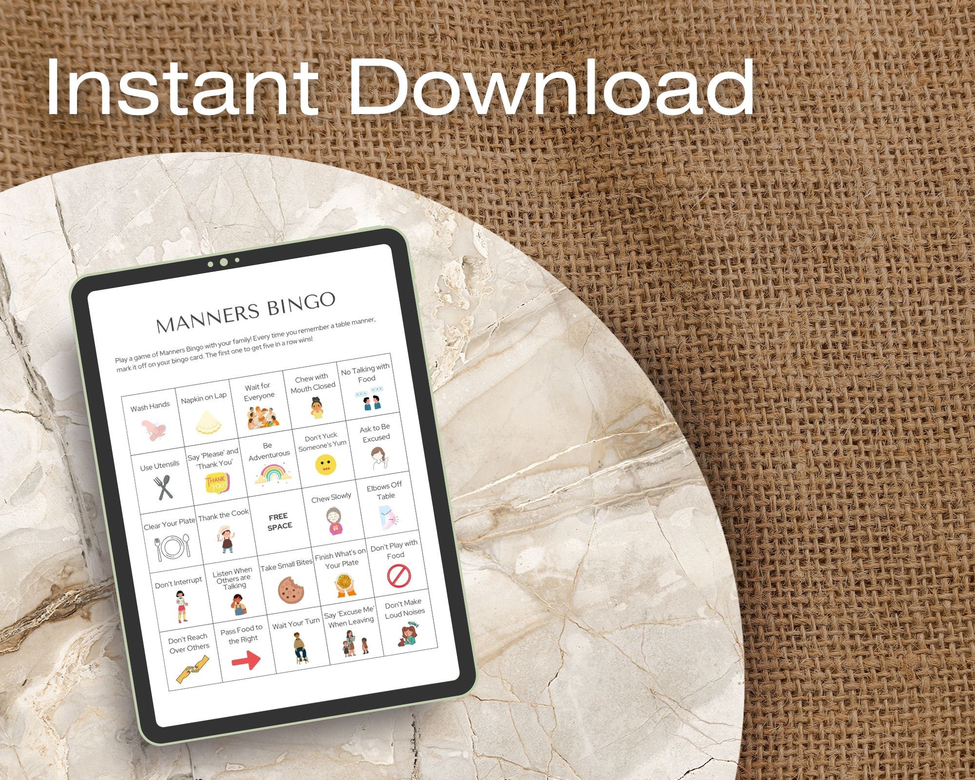 Kids Table Etiquette Guide: Printable Placemat for Toddler Learning Activities & Manners - Etsy