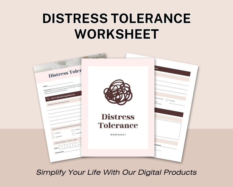 Stress Management Coaching Worksheet, Distress Tolerance Therapy ...