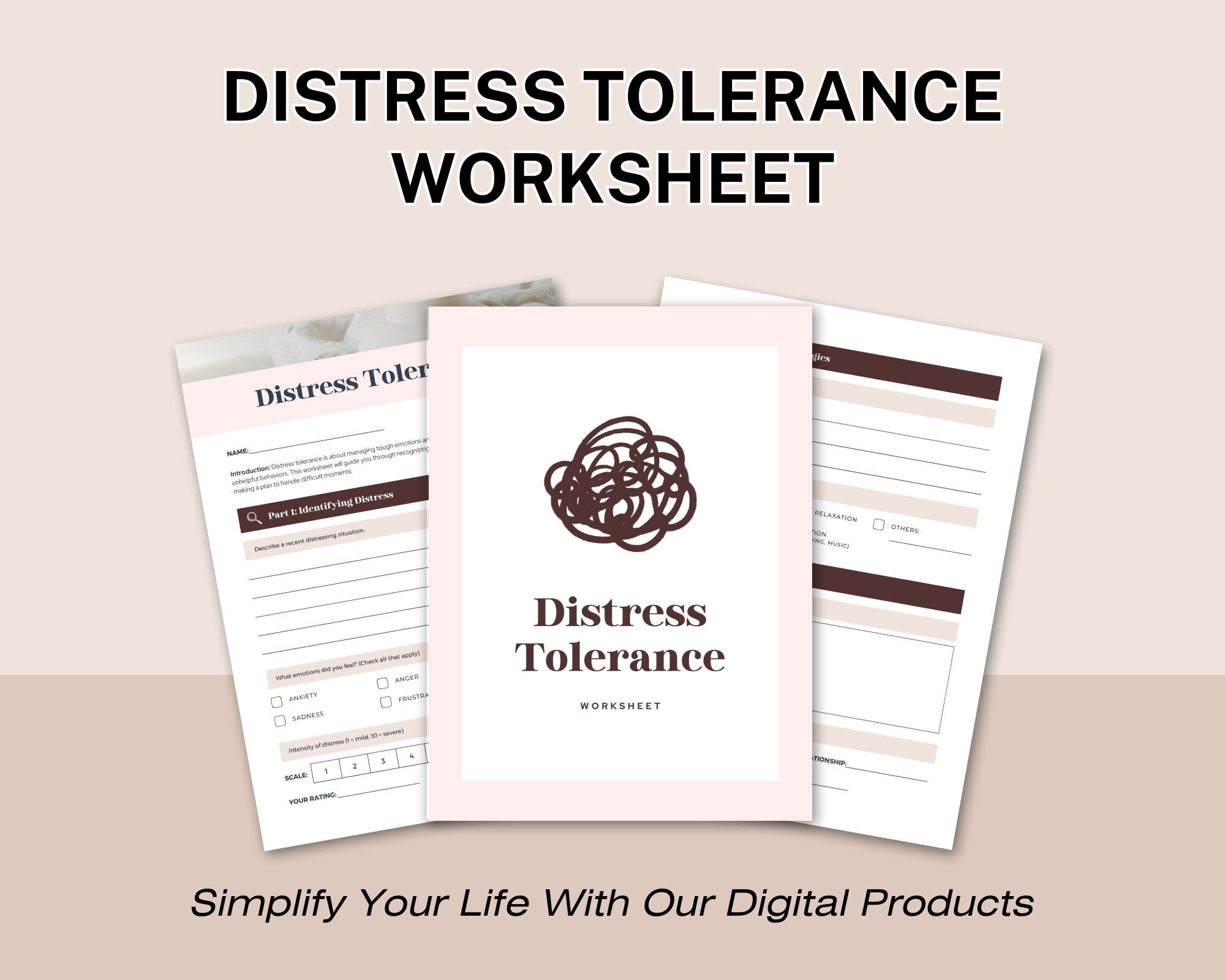Stress Management Coaching Worksheet, Distress Tolerance Therapy ...