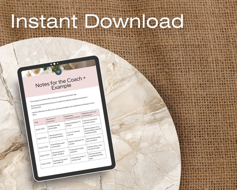 Mindful Awareness Coaching Worksheets, Daily Reflection Journal ...