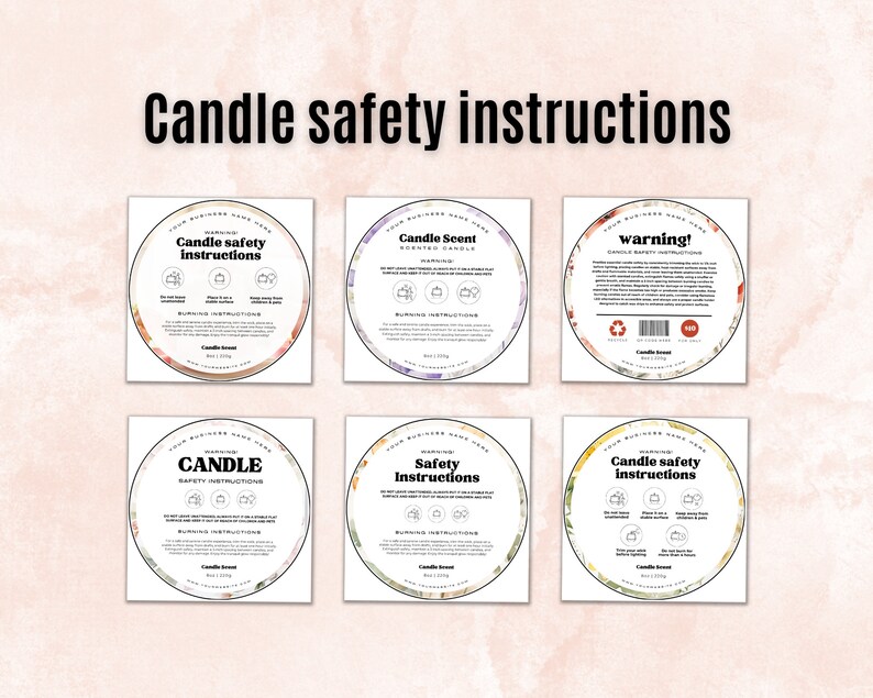 Candle Care Guide, Candle Safety Instructions, Canva Editable Template ...