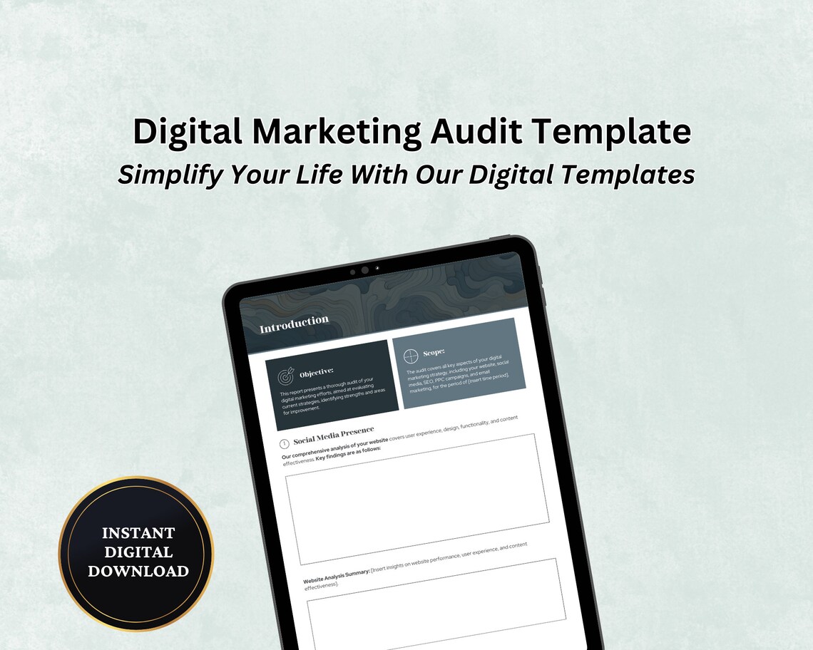 Digital Marketing Audit Template, Social Media Analytics Report ...