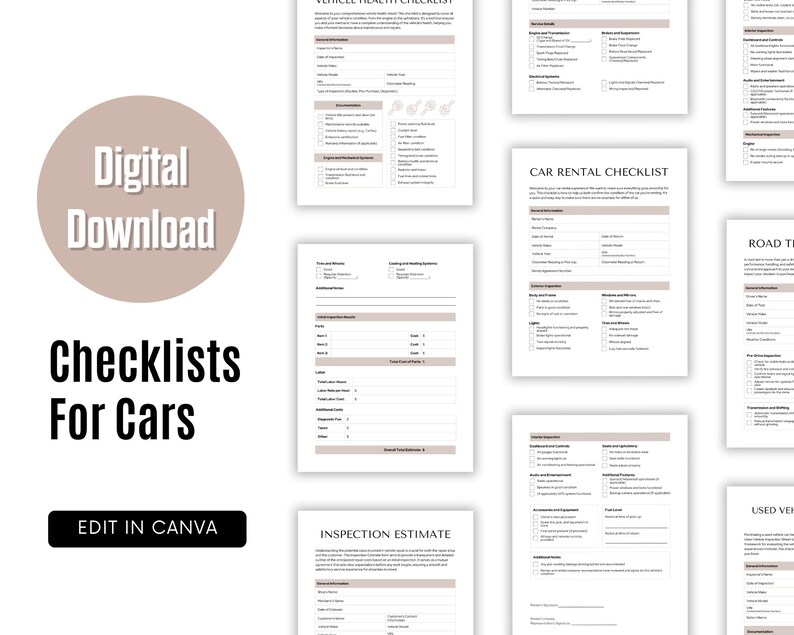 Editable Auto Inspection Checklist: Digital Template for Buyers ...