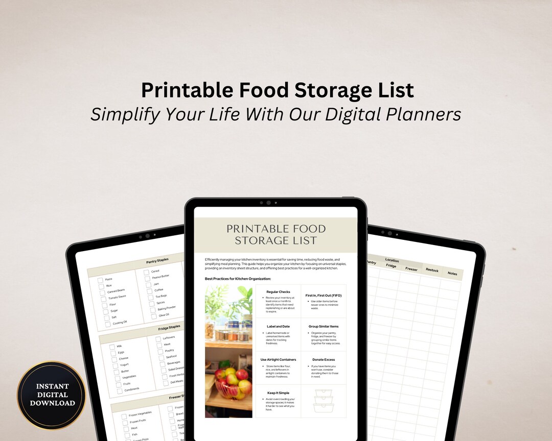 Food Storage Checklist Template, Printable Food Checklist, Editable ...