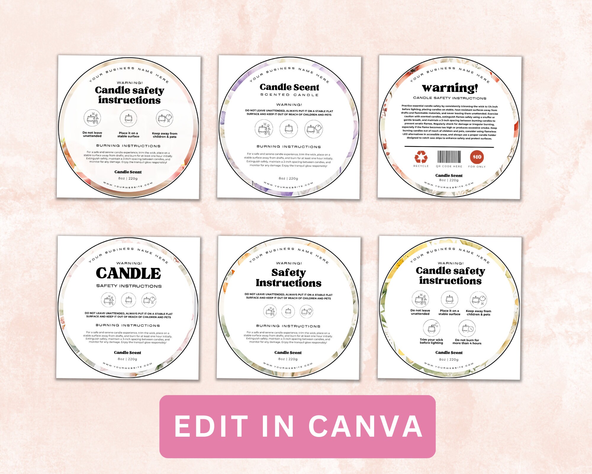 Candle Safety Guide Digital Template Canva Editable Download - Etsy