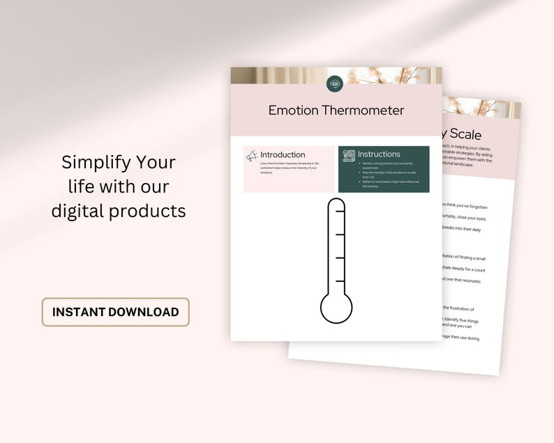 Emotion Thermometer Worksheet, Personal Development Canva Template ...