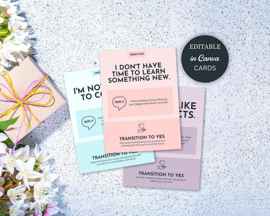 Conversation Cards, Objection Handling Affirmation Cards, Communication ...