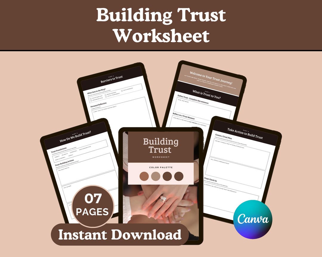 Building Trust Therapy Worksheet, Couples Worksheet Canva Template ...