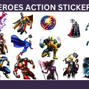 Marvel Stickers, Superhero Sticker Bundle, Heroes Action Digital ...