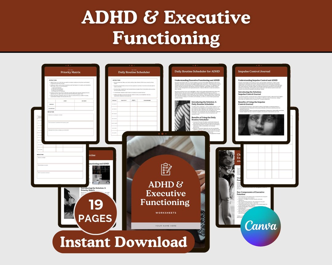 ADHD Executive Function Planner: Daily Routine Scheduler, Impulse ...