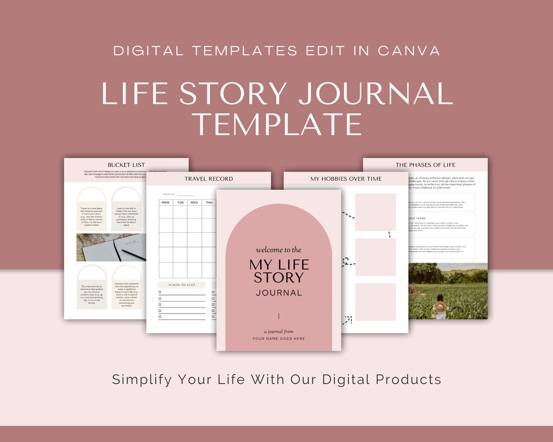Life Story Journal, Memory Reflection Journal, Digital Writing Journal ...