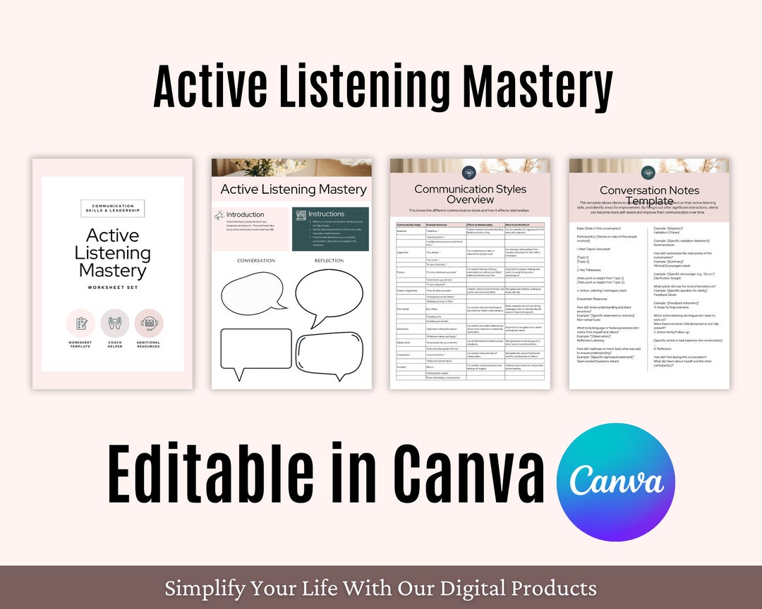 Active Listening Templates: Conversation Notes & Self-reflection ...