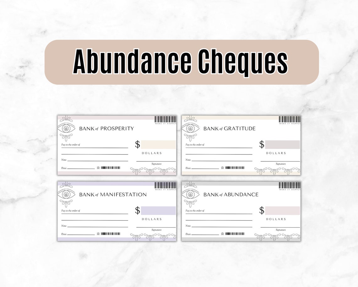 Manifestation Check, Manifest Blank Checks, Printable Abundance Check ...