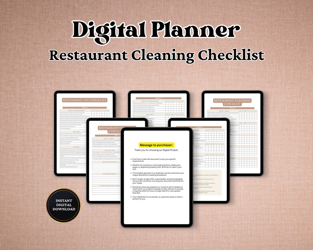 Editable Restaurant Cleaning Schedule Template for Canva Download - Etsy