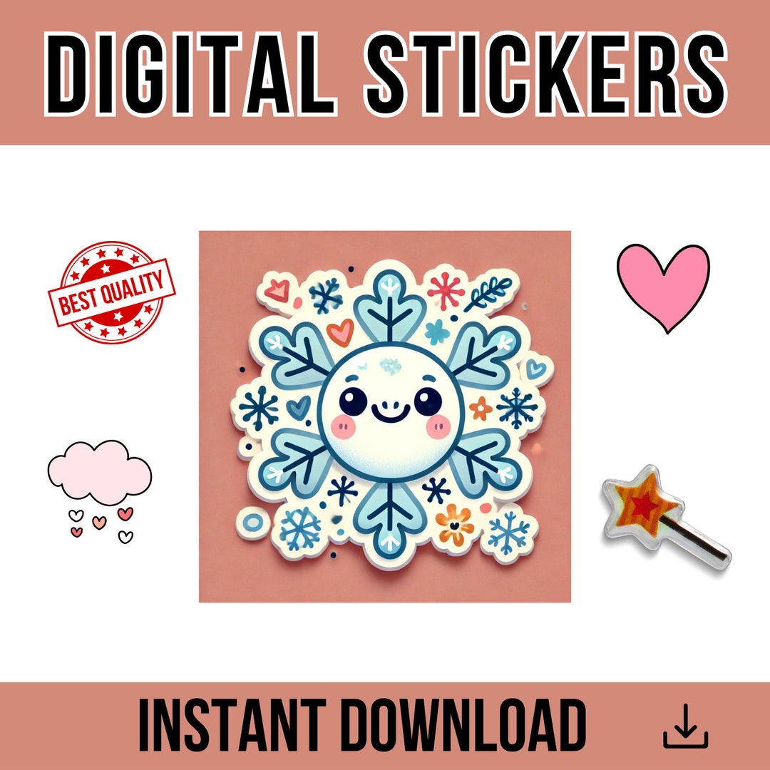 Winter Wonderland Digital Snowflake Sticker: Aesthetic Kawaii Design ...