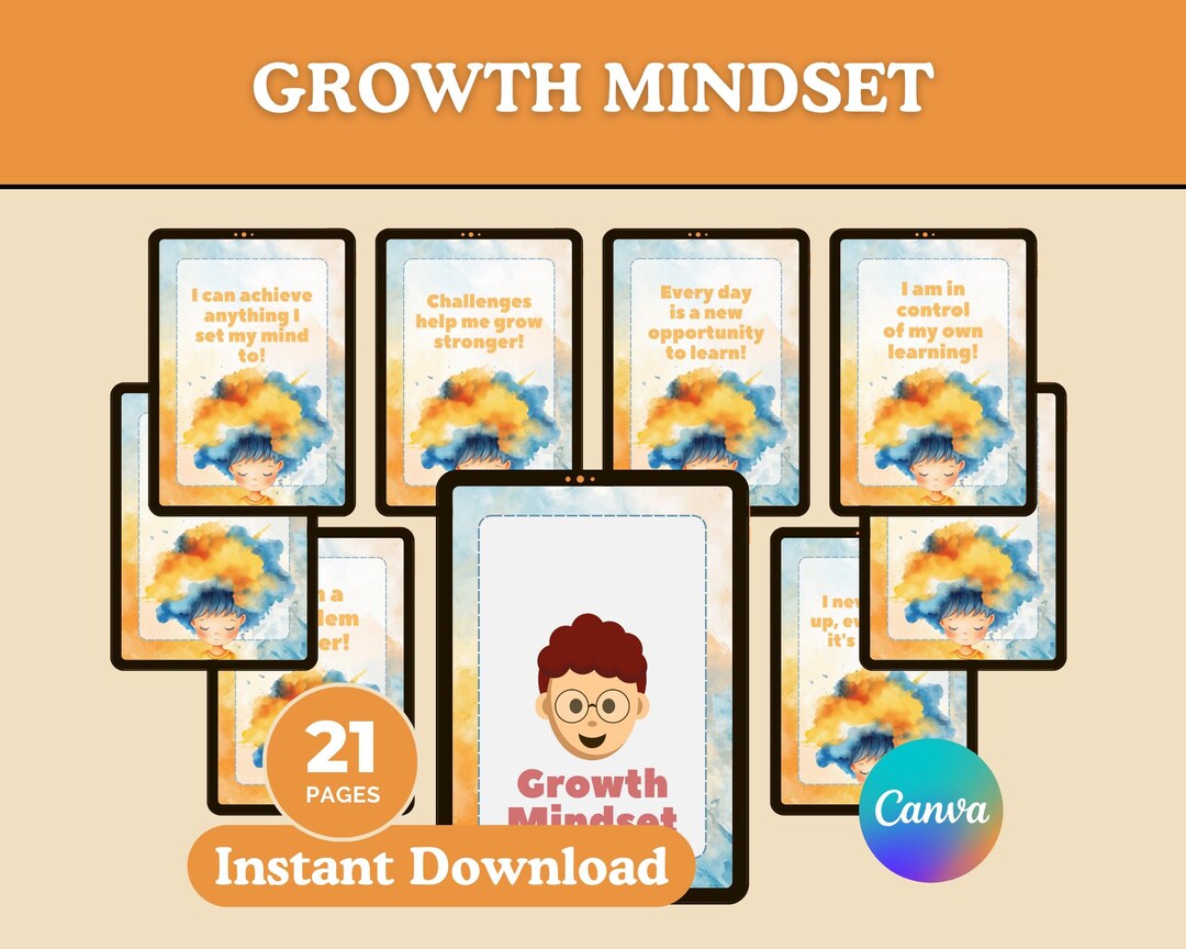 Editable Montessori Growth Mindset Cards: Inspiring Kids' Encouragement ...