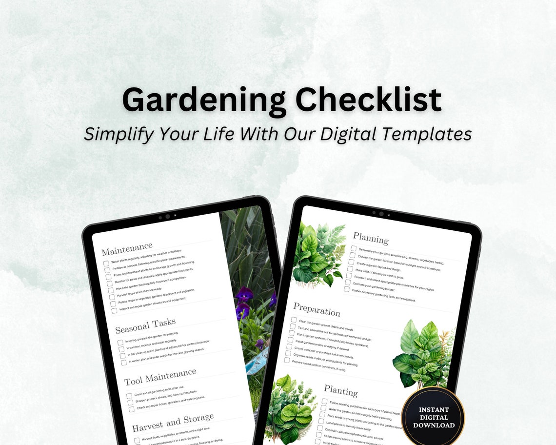 Gardening Planner Checklist, Gardening Checklist Template, Canva ...
