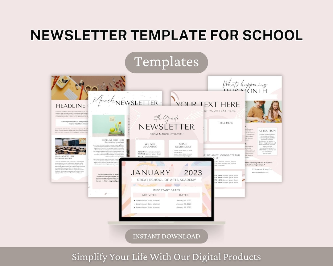 Newsletter Template, Canva Newsletter Template for School, Back to ...