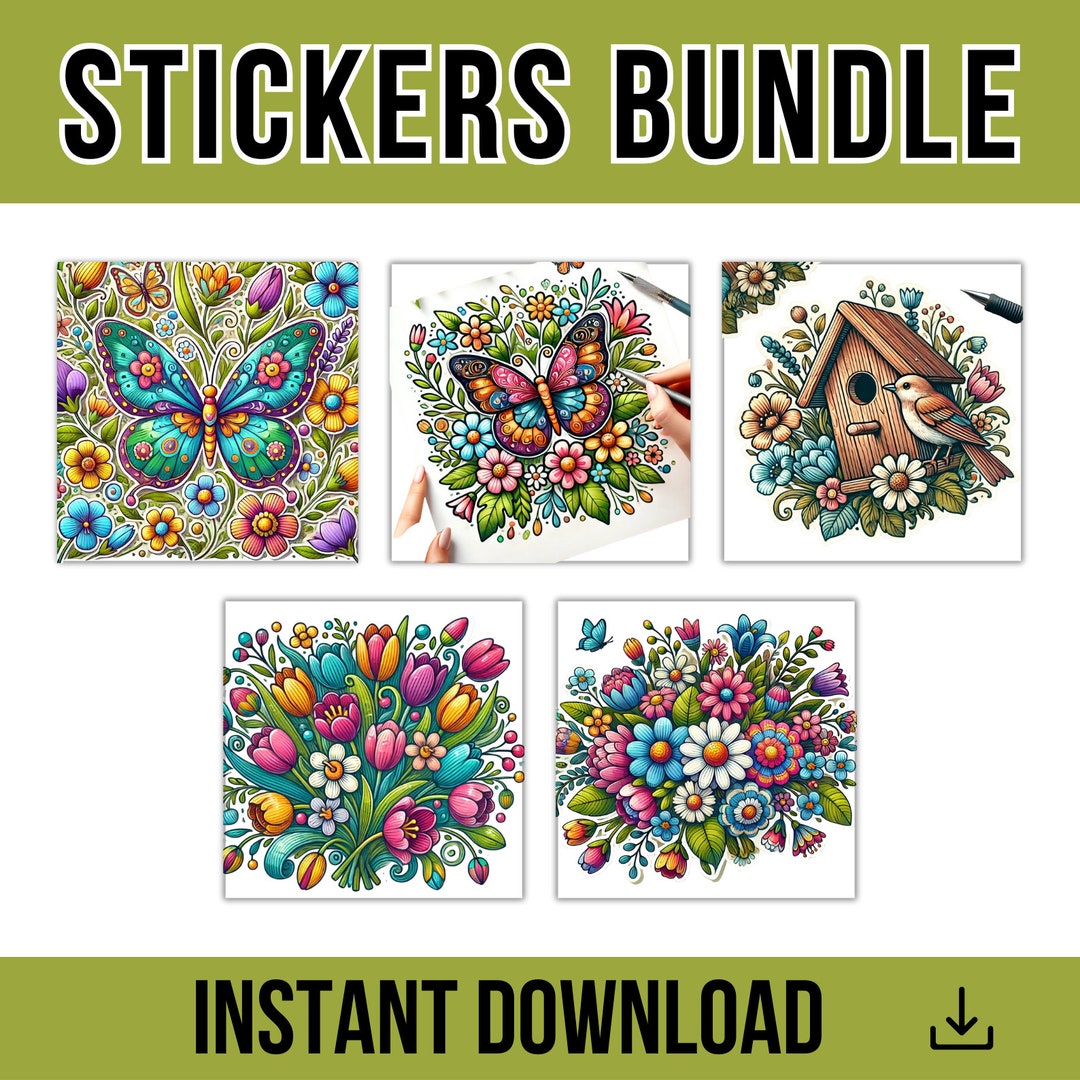 Floral Butterfly Sticker, Cute Flower Sticker, Digital Sticker Deco ...