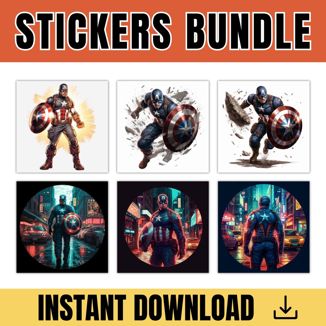 Super Hero Stickers, Captain America Sticker, Digital Avengers Stickers ...