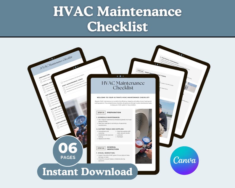 Editable HVAC Maintenance Checklist & Cleaning Schedule Template ...