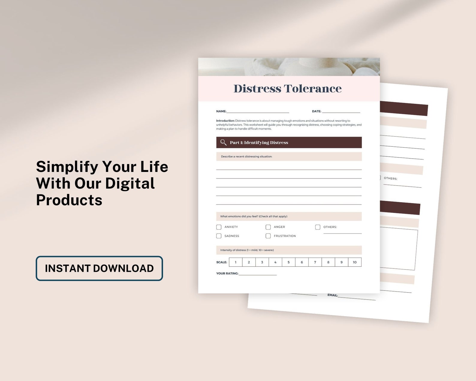 Stress Management Coaching Worksheet, Distress Tolerance Therapy ...