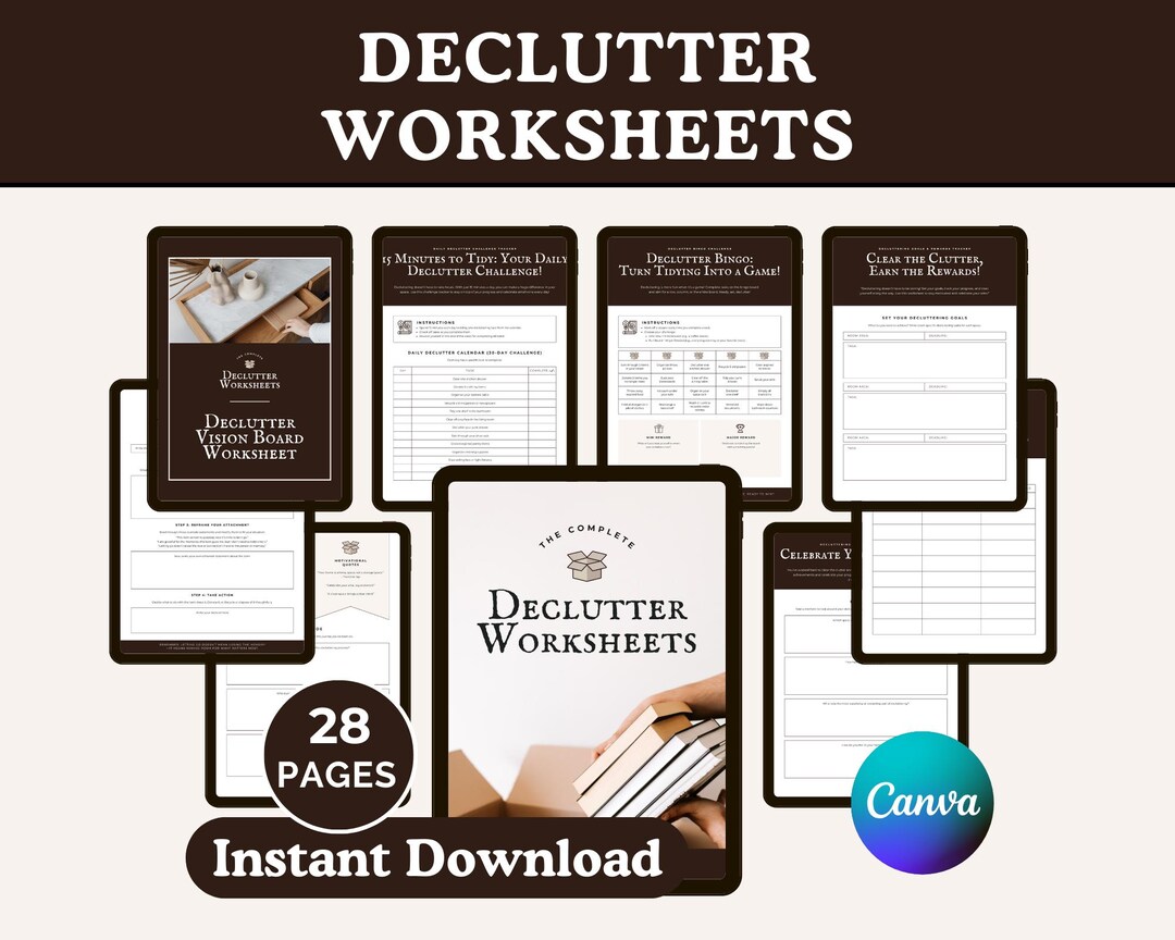 Declutter Worksheets, Goal Tracker Declutter Worksheet, Declutter ...