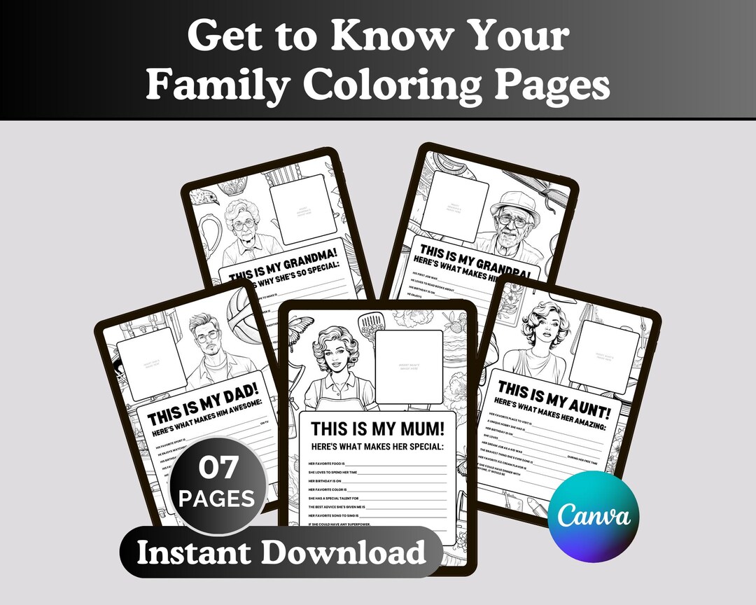 Family-themed Printable Coloring Pages: Kids Activity Book for ...