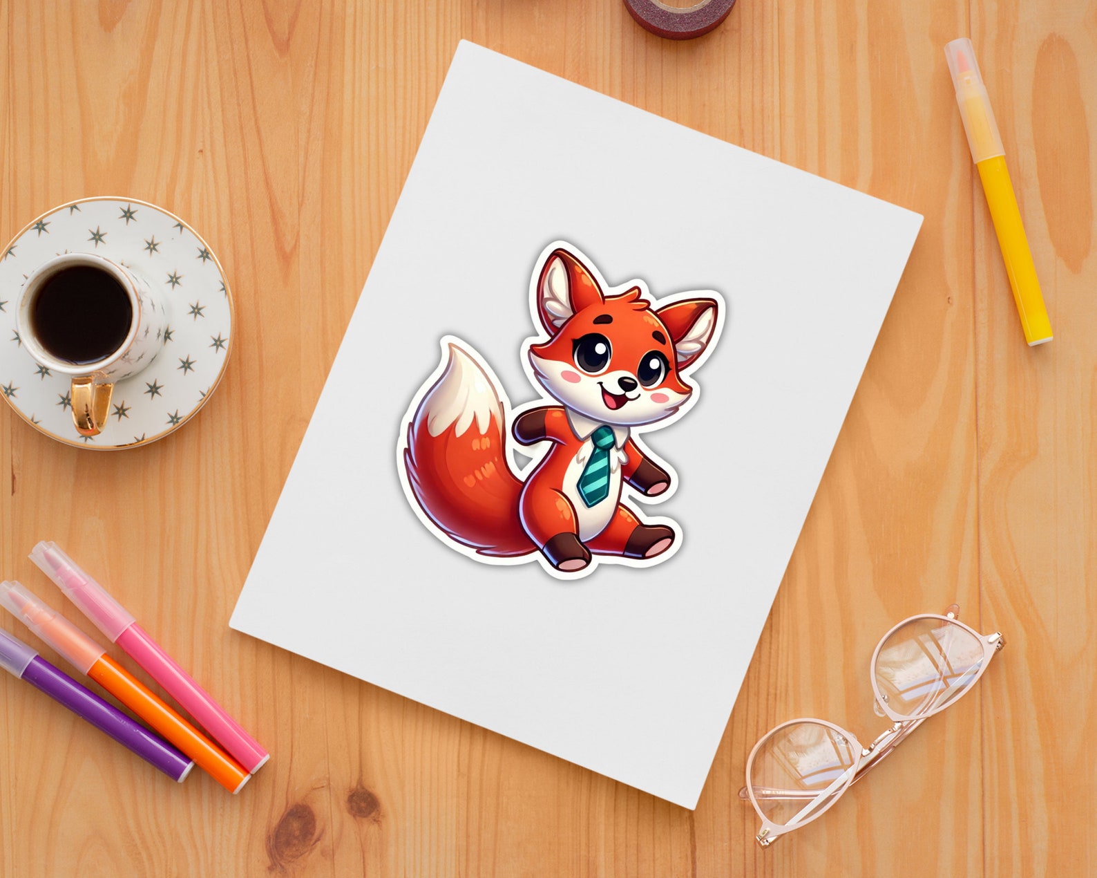 Animal Stickers, Fennec Fox Stickers, Die Cut Stickers, Digital ...