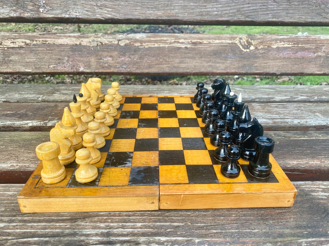 Small Rare Old Classics Soviet Chess Set 1970s, Chess Board 3030m, Old ...