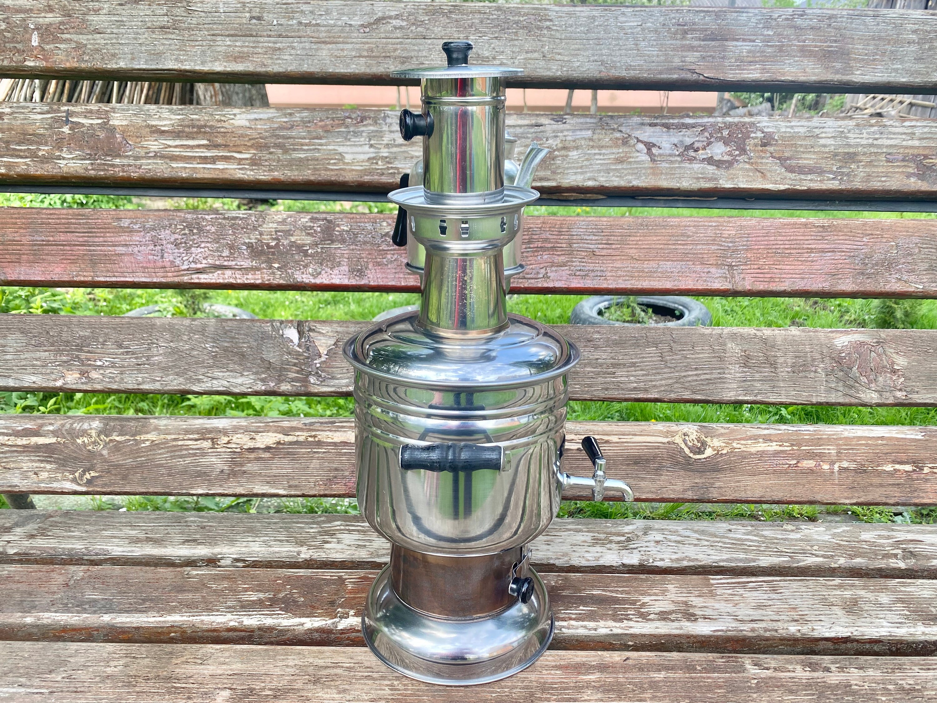 4 Liter Turkish Samovar, With a Tap, Wood-burning Samovar, Road Heating ...