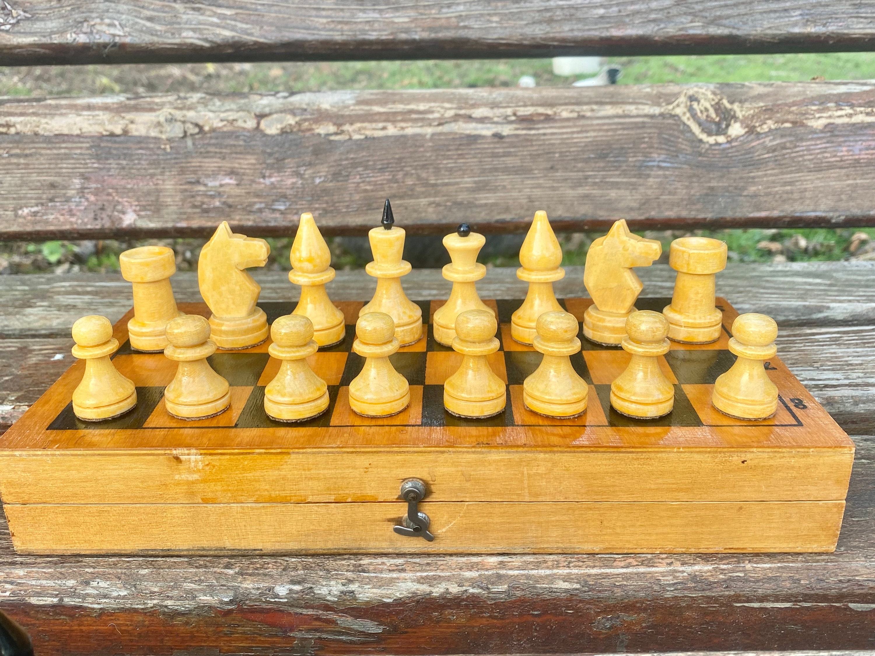 Small Rare Old Classics Soviet Chess Set 1970s, Chess Board 3030m, Old ...