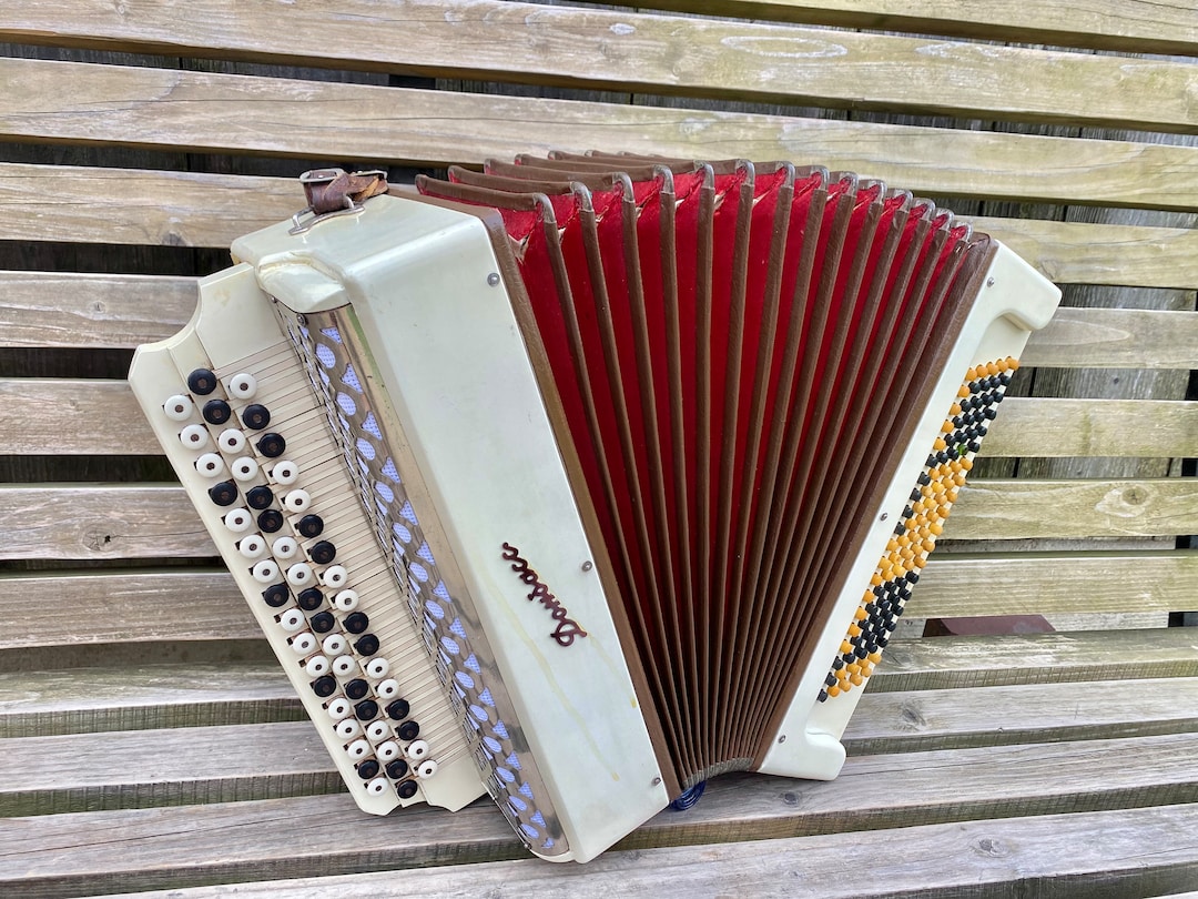 Vintage Bayan Accordion, 3 Row Chromatic Button Accordion Donbas Made ...