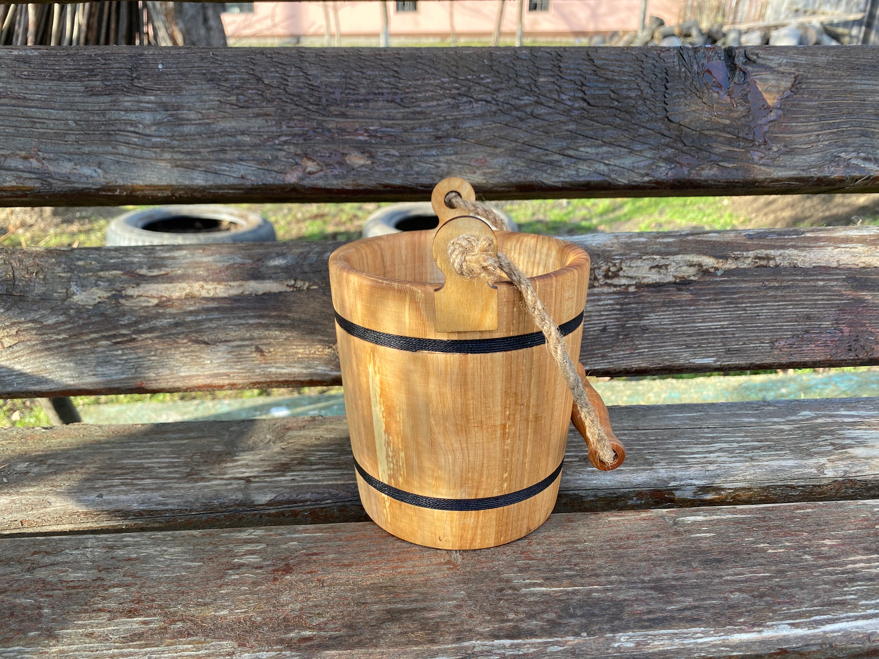 Wooden Bath Bucket Small Wooden Bucket 1 Liter 0.26 Gallon - Etsy