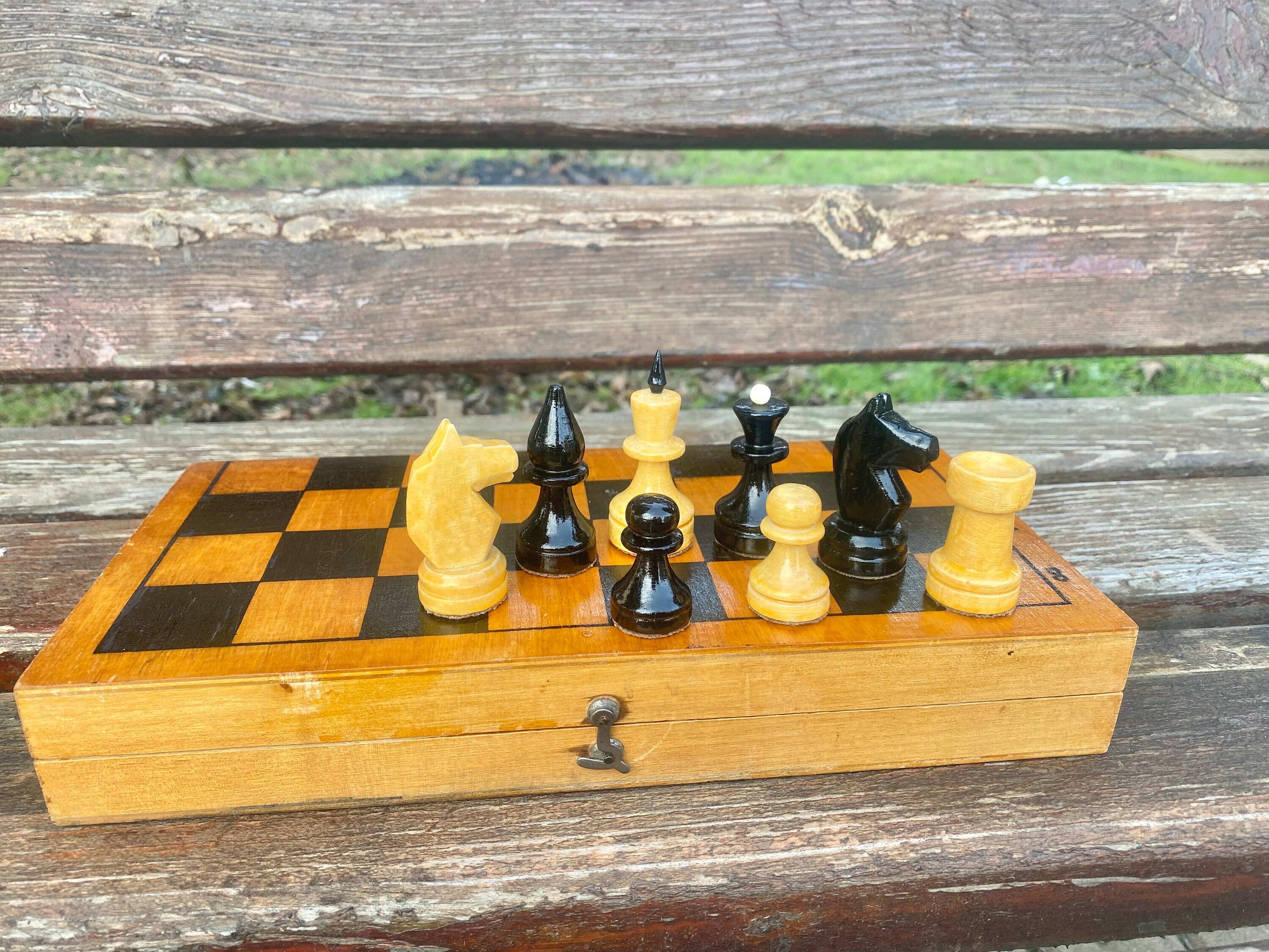 Small Rare Old Classics Soviet Chess Set 1970s, Chess Board 3030m, Old ...