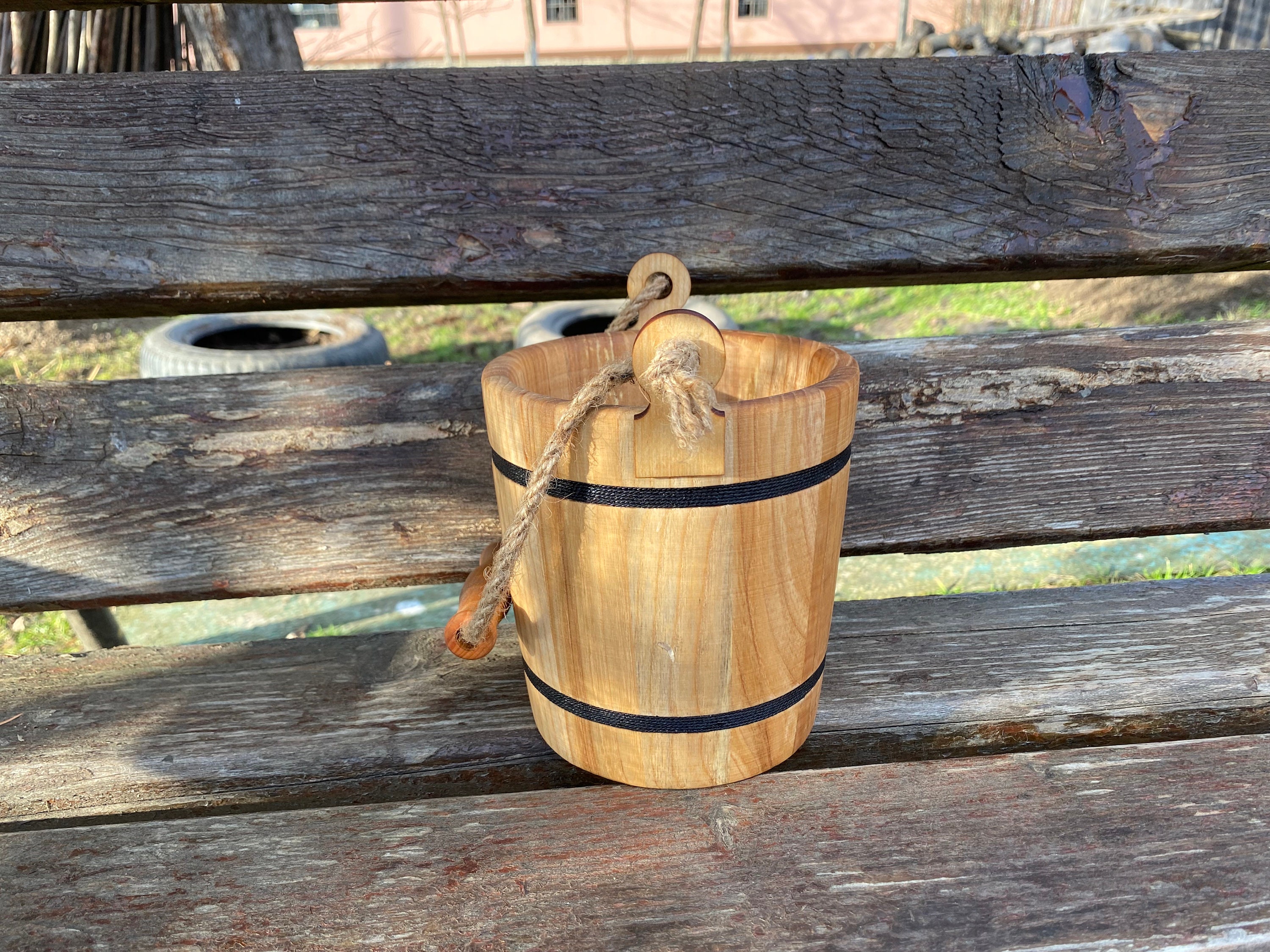 Wooden Bath Bucket Small Wooden Bucket 1 Liter 0.26 Gallon - Etsy