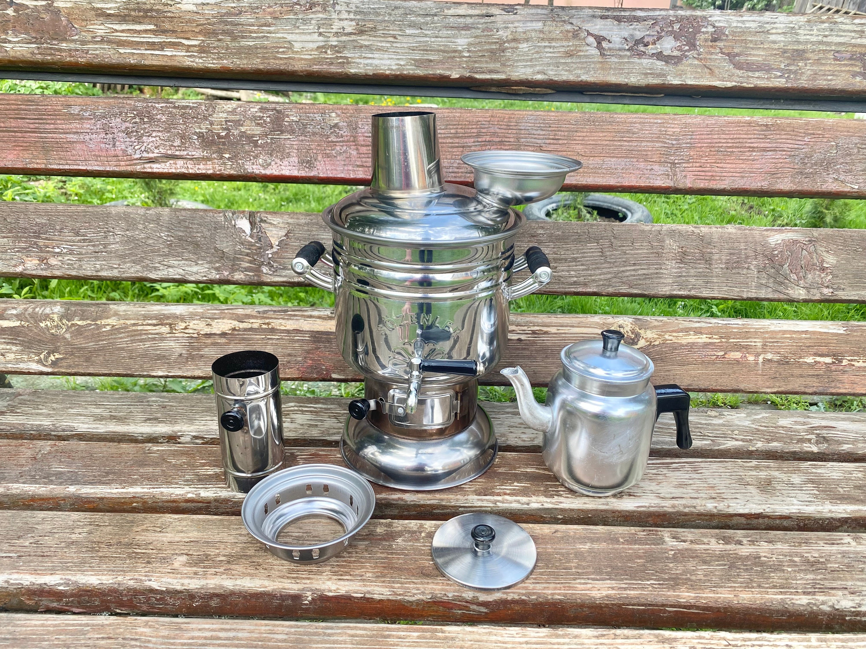 4 Liter Turkish Samovar, With a Tap, Wood-burning Samovar, Road Heating ...