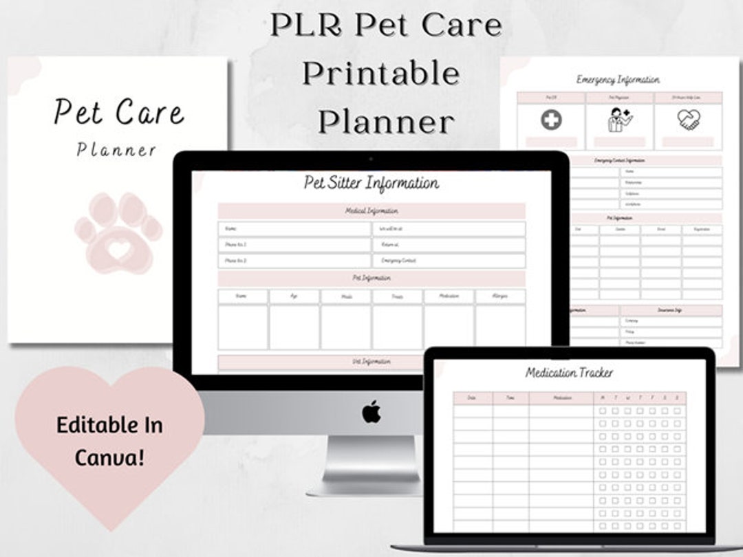 Pet Care Planner | Digital Download | Dog Training Log | Animal Health ...