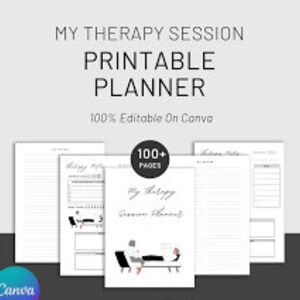 Therapy Session Planner | Printable Editable | Journal | Mental Health ...